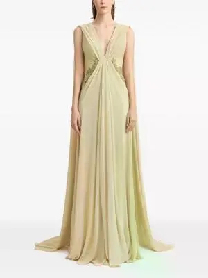 GEMY MAALOUF Beaded-draped Dress - Neutrals