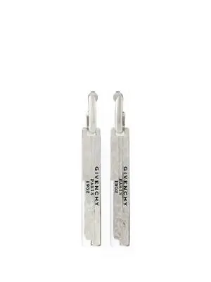 Givenchy Tape Earrings In Metal And Enamel - Silver