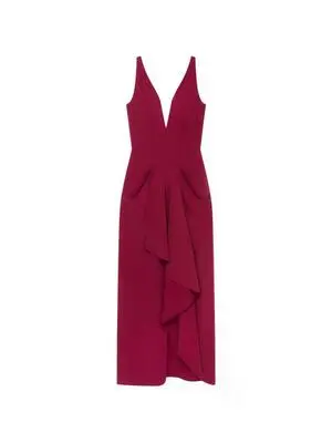 Givenchy Long Wrapped Dress In Crepe Cady - Red