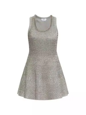 Alexander McQueen Chain-trimmed Metallic-knit Mini Dress - Silver