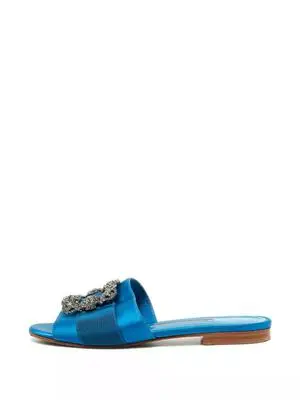Manolo Blahnik Martamod Crystal-embellished Slides - Blue