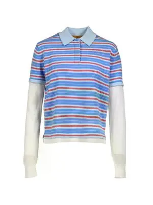 Guest In Residence Layered-sleeve Striped Polo Shirt