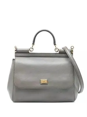 Dolce & Gabbana Miss Sicily Leather Handbag - Grey