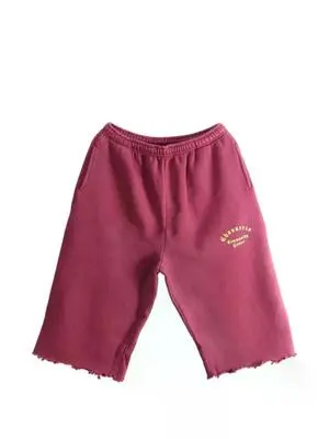 WILLY CHAVARRIA Logo-print Frayed-edge Track Shorts