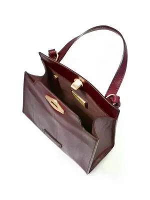 THE BRIDGE Story Donna Leather Twist-lock Tote Bag - Red