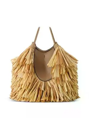 Givenchy Nano Facet Tote Bag In Raffia With Fringes