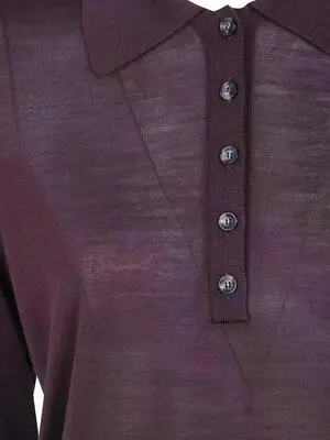 NUUR Button-down Polo-collar Top - Purple