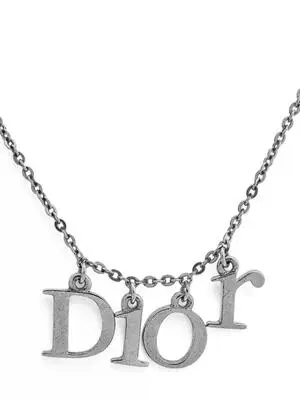 Dior Logo Charm Pendant Necklace - Silver