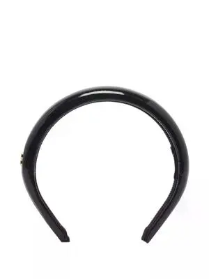 Miu Miu Logo-embellished Patent-leather Headband - Black
