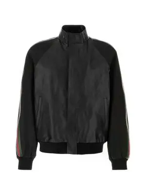 Gucci Web-stripe Panelled Bomber Jacket - Black