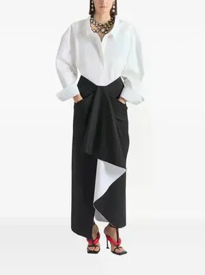 Givenchy Wrapped Midi Skirt In Bonded Wool And Mohair - Black