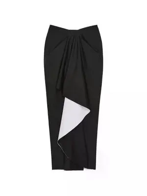Givenchy Wrapped Midi Skirt In Bonded Wool And Mohair - Black