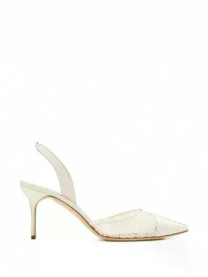 Manolo Blahnik Capsli Lace-panelled Slingback Pumps