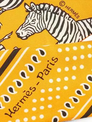 Hermès Les Zebra Twilly Scarf - Orange