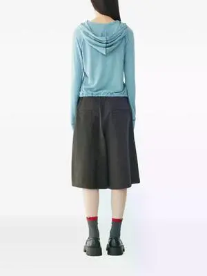 STUDIO TOMBOY Drawstring Hooded Cardigan - Blue