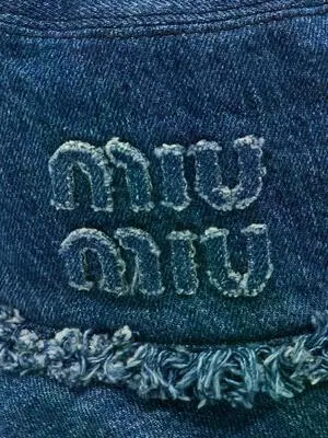 Miu Miu Distressed Denim Bucket Hat