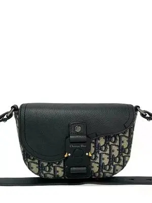 Dior 2021-2026 Mini Oblique Canvas Saddle Buckle Messenger Bag Crossbody Bag - Blue