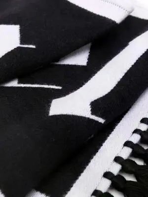 Palm Angels Fringed Logo Scarf