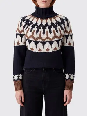 ERMANNO FIRENZE Ethnic Pattern Wool Turtleneck Sweater