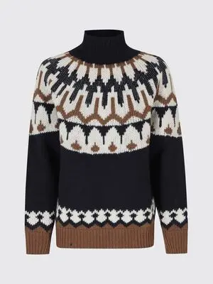 ERMANNO FIRENZE Ethnic Pattern Wool Turtleneck Sweater