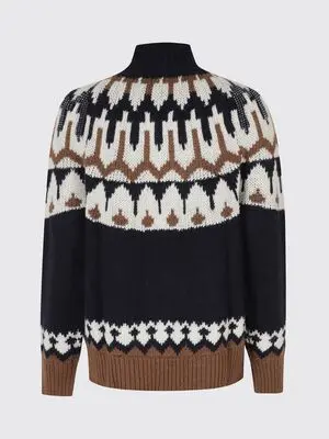 ERMANNO FIRENZE Ethnic Pattern Wool Turtleneck Sweater