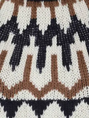 ERMANNO FIRENZE Ethnic Pattern Wool Turtleneck Sweater