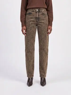 Federica Tosi High-waisted Straight-leg Jeans In Crinkled-effect Denim - Brown