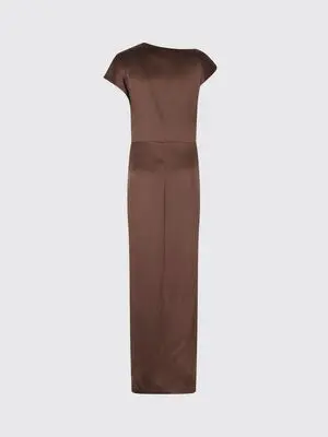 Federica Tosi Draped Asymmetric Satin Midi Evening Dress - Brown