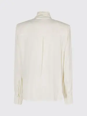 Federica Tosi Pussy-bow Silk-blend Blouse With Long Sleeves - Brown