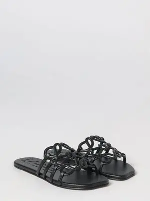Loewe Anagram Petal Low-heeled Mule Sandals In Smooth Calfskin Leather - Black
