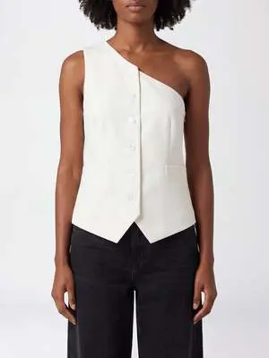 Federica Tosi Asymmetric One-shoulder Cotton Top With Buttons - Brown