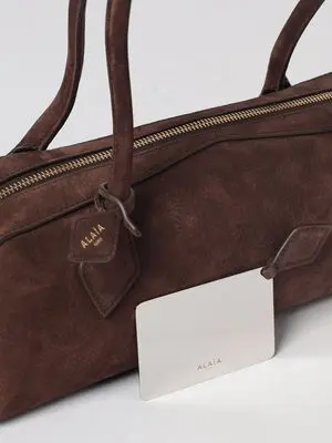 Alaïa Medium Le Teckel Calfskin Leather And Nubuck Shoulder Bag - Cocoa