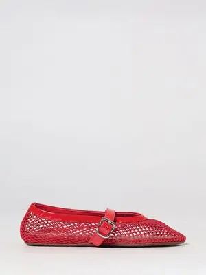 Alaïa Mary Jane Ballet Flats In Mesh Nylon With Patent Leather Details - Red