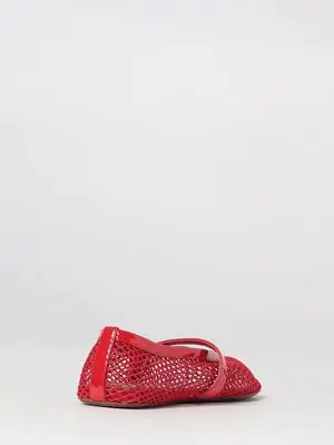 Alaïa Mary Jane Ballet Flats In Mesh Nylon With Patent Leather Details - Red