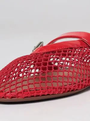 Alaïa Mary Jane Ballet Flats In Mesh Nylon With Patent Leather Details - Red