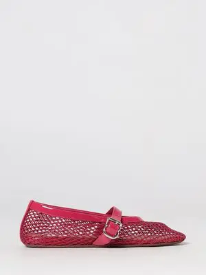 Alaïa Mary Jane Mesh And Patent Leather Ballerina Flats With Strap - Ruby