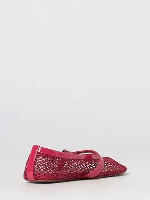 Alaïa Mary Jane Mesh And Patent Leather Ballerina Flats With Strap - Ruby