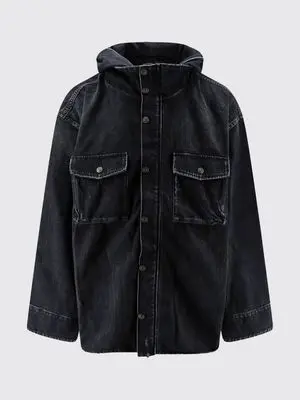Balenciaga Relaxed Fit Denim Utility Jacket With High Neck