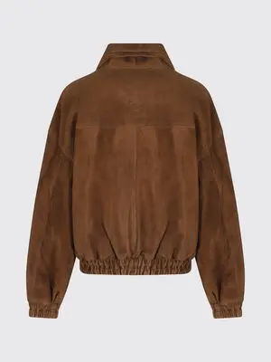 Magda Butrym Cropped Suede Lambskin Bomber Jacket With A Relaxed Fit