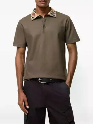 Burberry Classic-fit Check-collar Cotton Polo Shirt