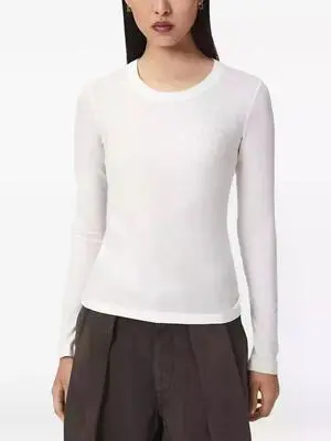 ALLSAINTS Logo-embroidered Ribbed T-shirt - White