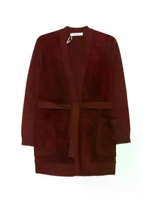 Max Mara Suede-panelled Belted Cardigan