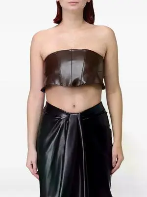HANITA Lace-up Strapless Top - Brown