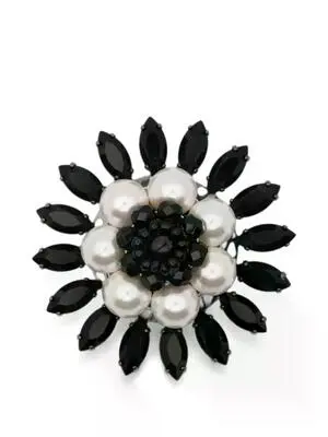 Ermanno Scervino Crystal-embellished Faux-pearl Brooch - Grey