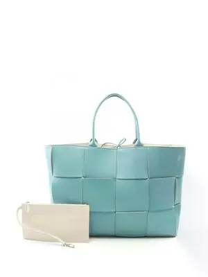 Bottega Veneta 2012-2026 Large Leather Intrecciato The Arco Tote Bag - Blue