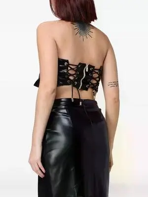 HANITA Lace-up Strapless Top - Black