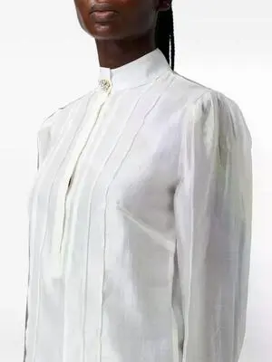 HANITA Pleated Puff-sleeve Blouse - White