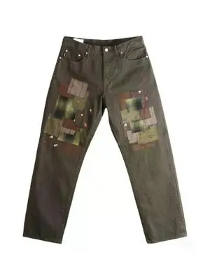 VOWELS Patchwork Embroidered Jeans - Brown
