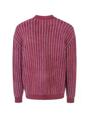 Drole De Monsieur Stripe-pattern Embroidered-logo Cardigan