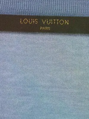 LOUIS VUITTON Logo Embroidery V-neck T-shirt - Blue